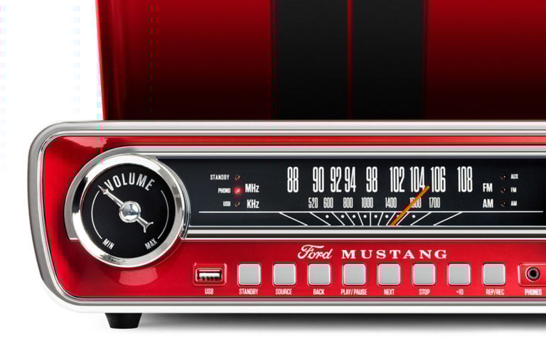 A Turntable and Radio for Classic Mustang Fans